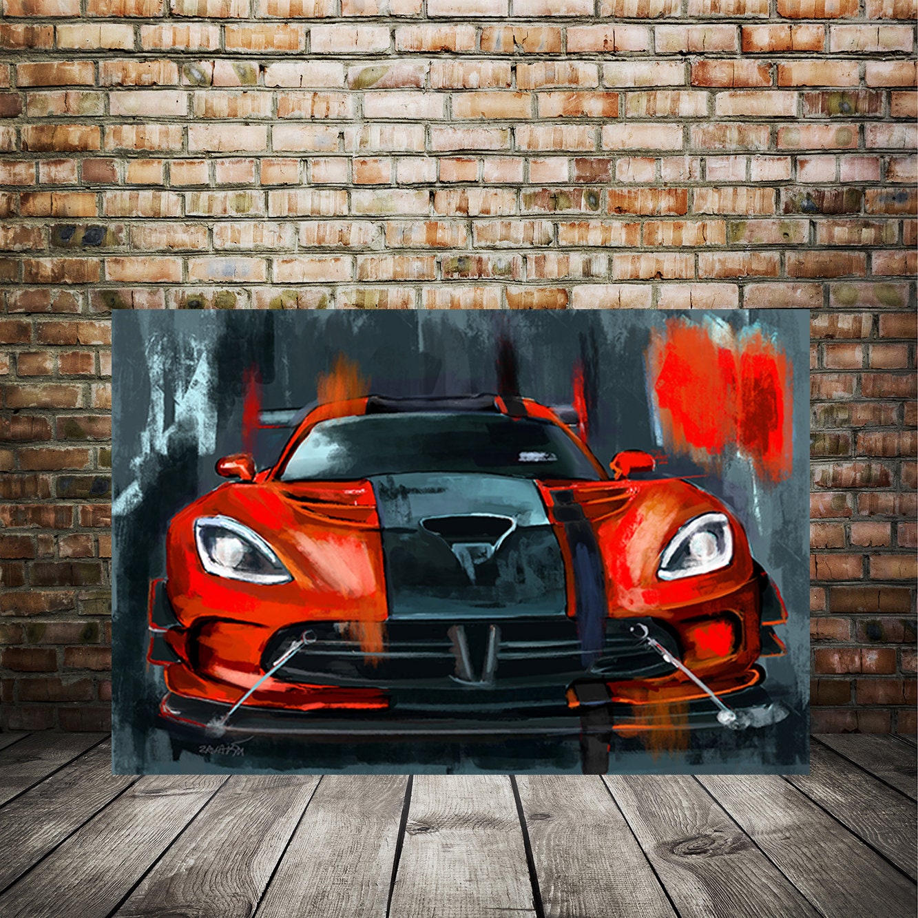 Viper Art Print ACR, Dodge Artwork, Custom Car Painting, Race Car Art ...