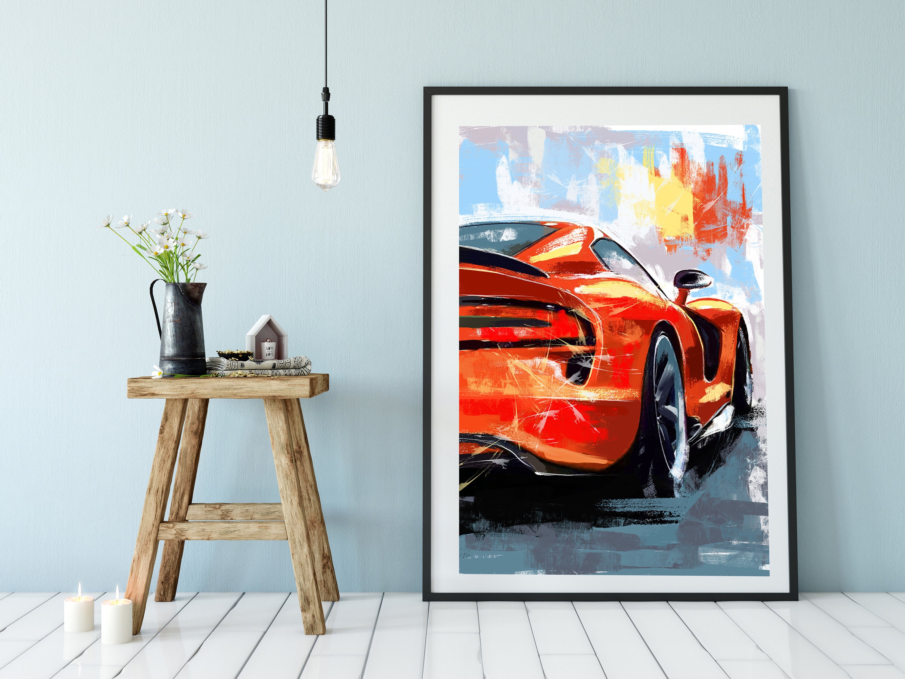 Viper Art Print, Dodge Artwork, Custom Car Painting, Race Car Art, Man ...