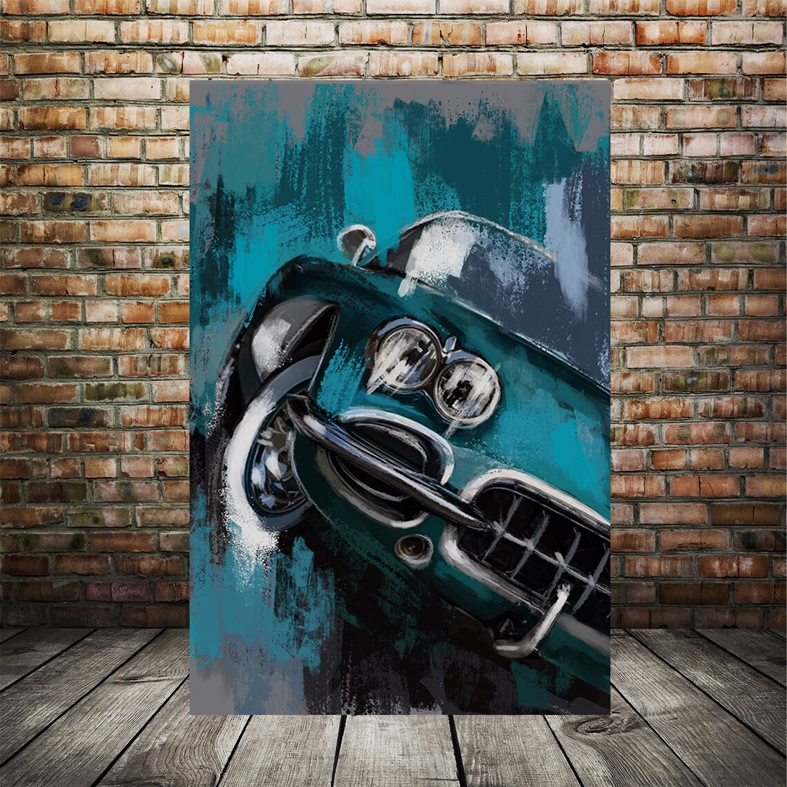 Classic Corvette , C1 Corvette Art Print, Chevy C1 Artwork, Car ...