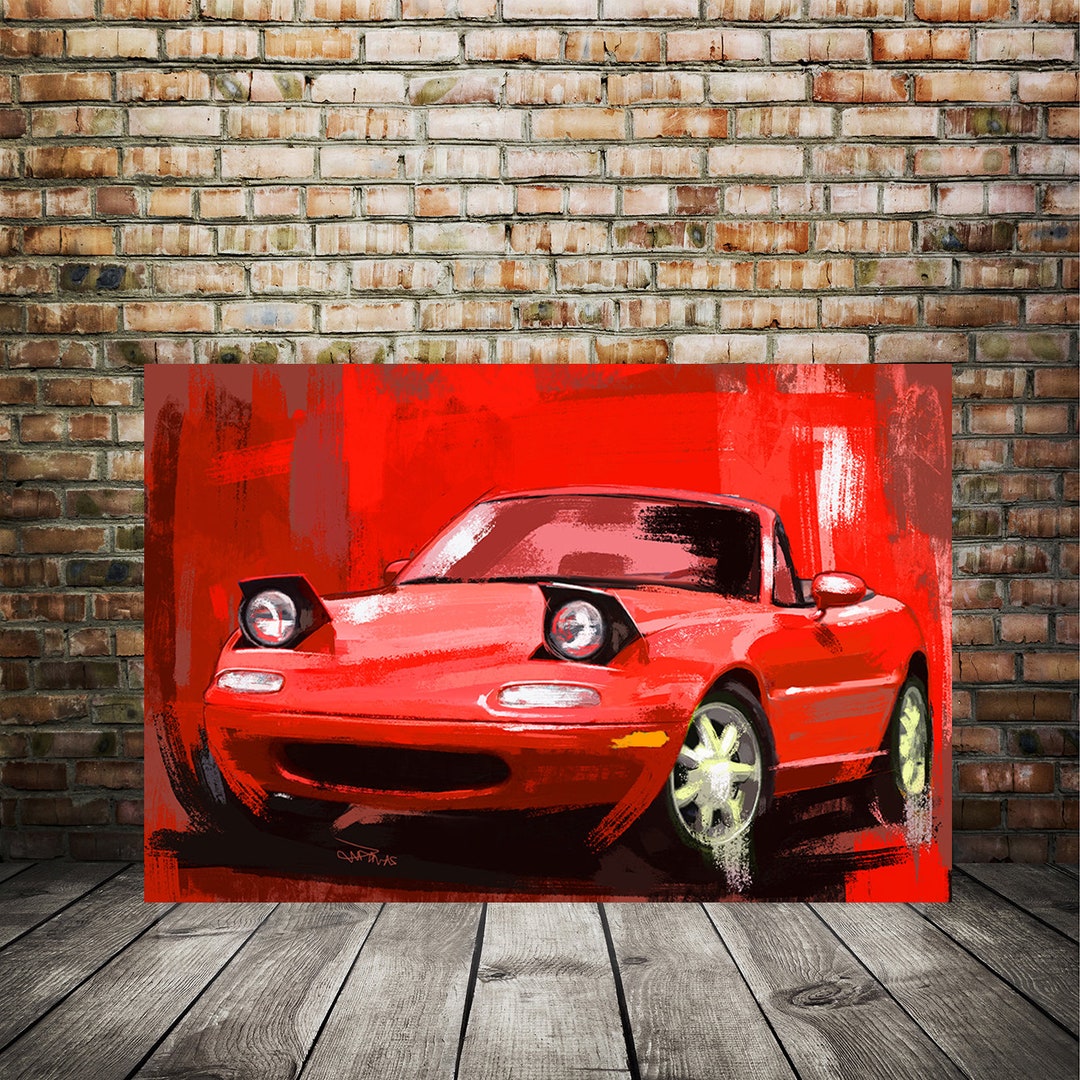 Red Mazda Miata Art Print | MX-5 Canvas Wall Art | Car Enthusiast ...