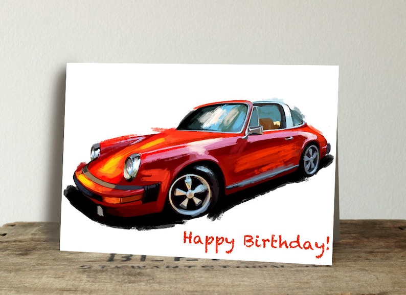 Porsche Custom Birthday Card, Porsche Thank You Card, Porsche Targa Art ...