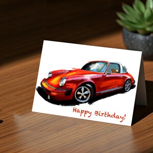 Porsche Custom Birthday Card, Porsche Thank You Card, Porsche Targa Art ...