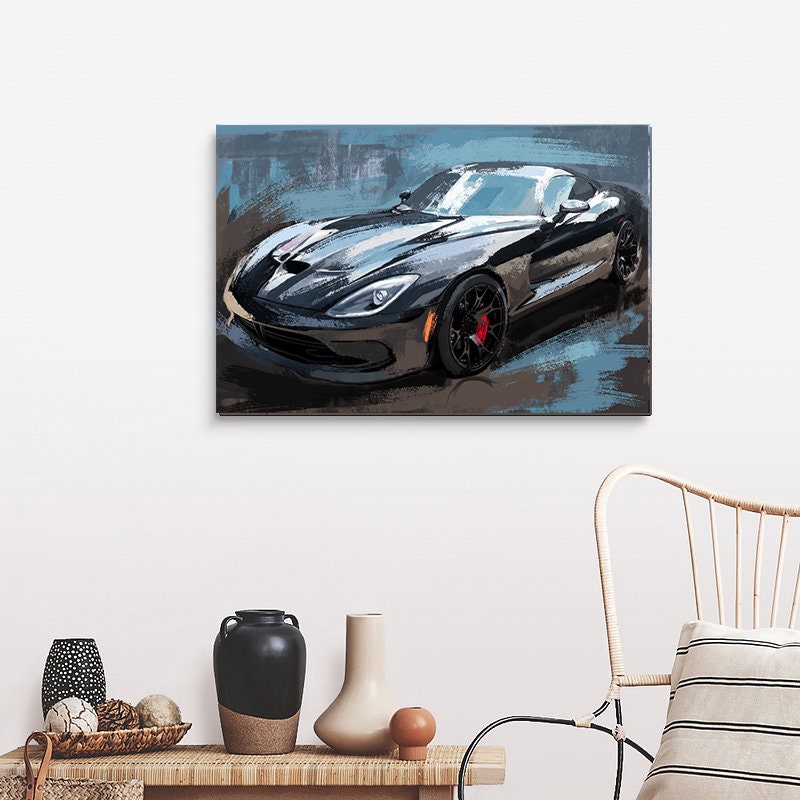 Viper Art Print, Dodge Artwork, Custom Car Painting, Race Car Art, Man ...