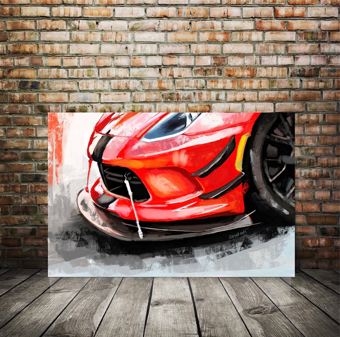 Viper Art Print, Dodge Artwork, Custom Car Painting, Race Car Art, Man ...