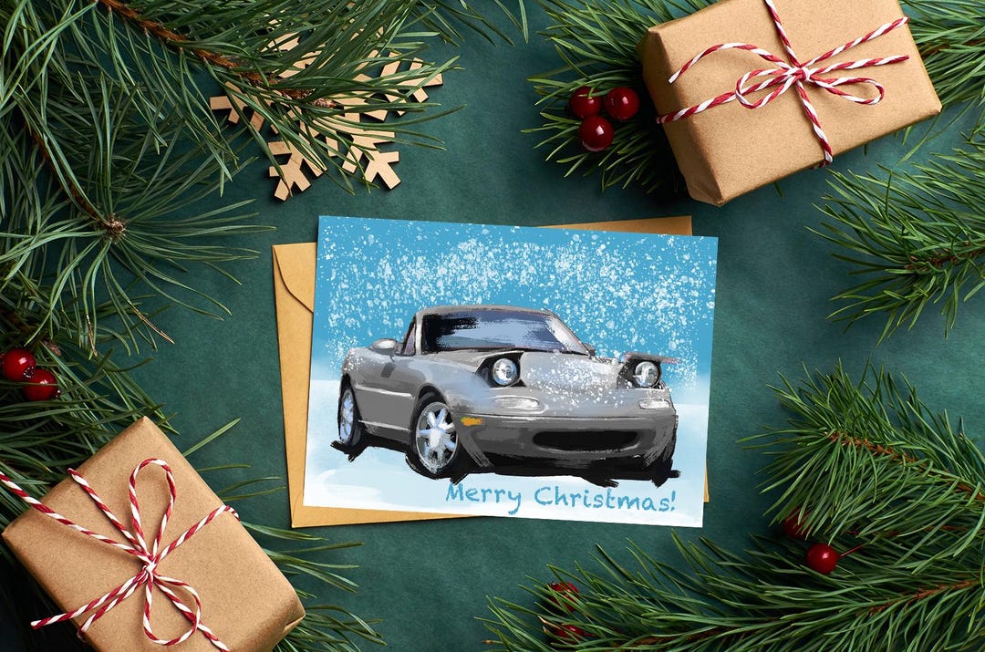Mazda Miata Christmas Cards, Convertible Holiday Card Set, Sports Car ...