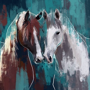 Horses Art Painting, Art of Horses, Horse Art Print, Canvas Home Decor ...