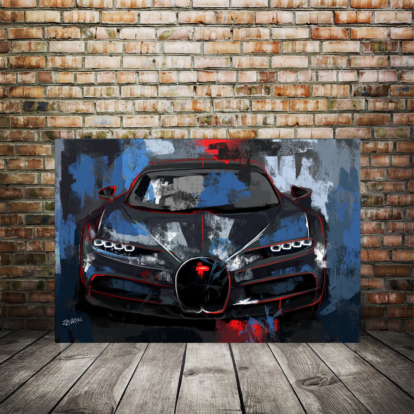 Automotive Painting, Bugatti Black Automotive Art, Car Painting, Car ...
