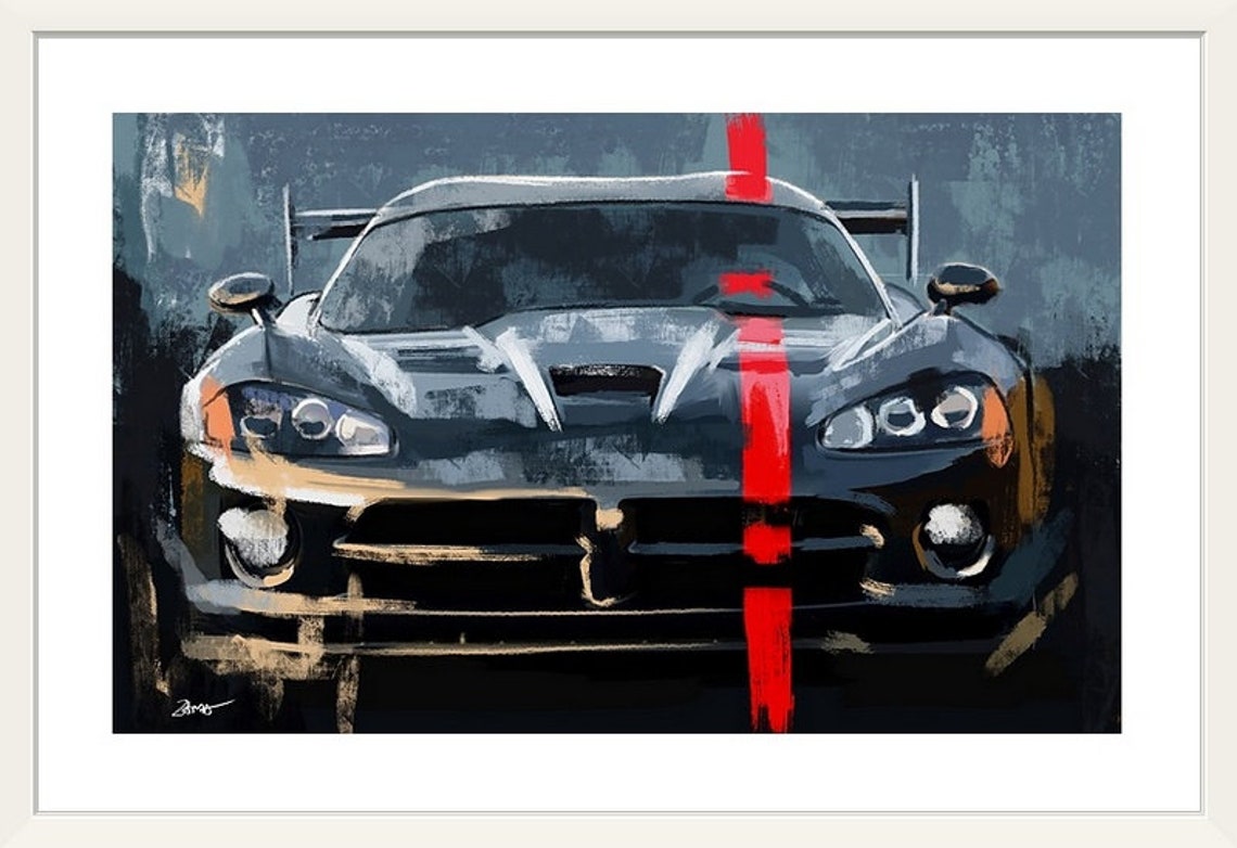 Viper Gen 4 Art Print, Dodge Artwork, Custom Car Painting, Race Car Art ...