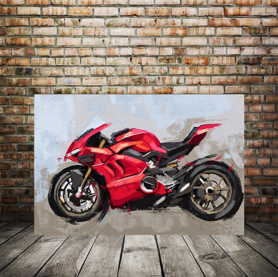 Ducati Motorcycle Art Print | Sport Bike Canvas Wall Art | Custom Moto ...