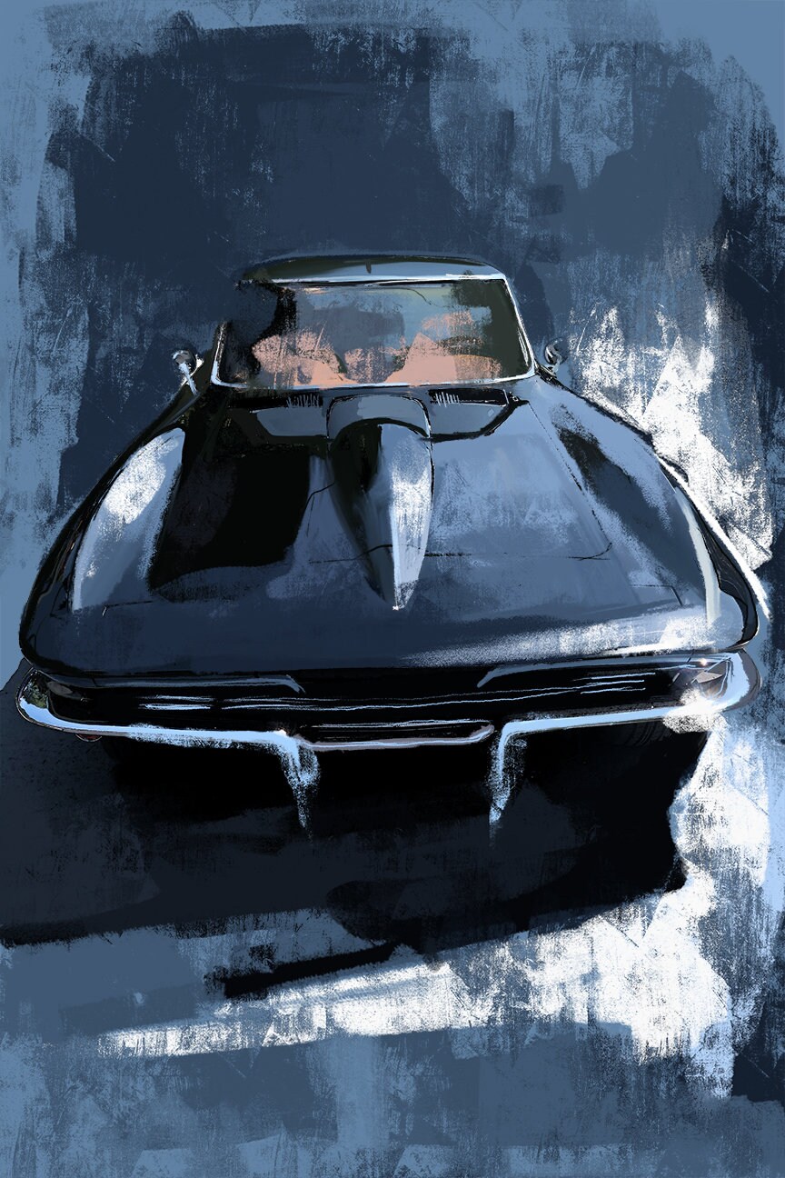 Corvette Stingray Art Print, Chevy Artwork, Car Enthusiast Art, Race ...