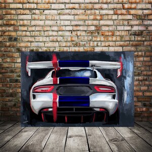 Viper Art Print, Dodge Artwork, Custom Car Painting, Race Car Art, Man ...
