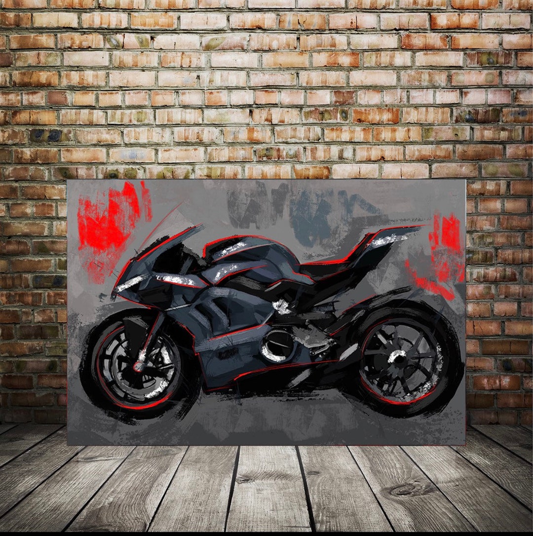 Ducati Motorcycle Art Print | High-performance Sport Bike Canvas Wall ...