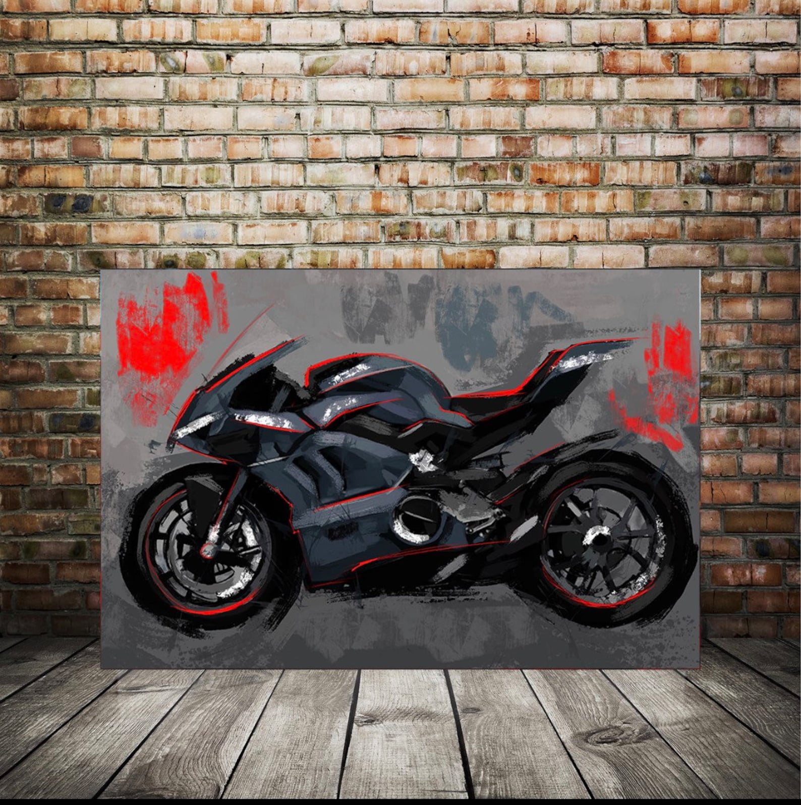 Ducati Bike Art, Motorcycle Canvas Print, Car Enthusiast Art, Man Cave ...