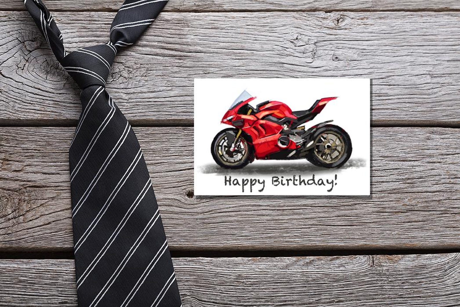 Motorcycle Birthday Card Set, Ducati Art Greeting Cards, Custom Bike ...
