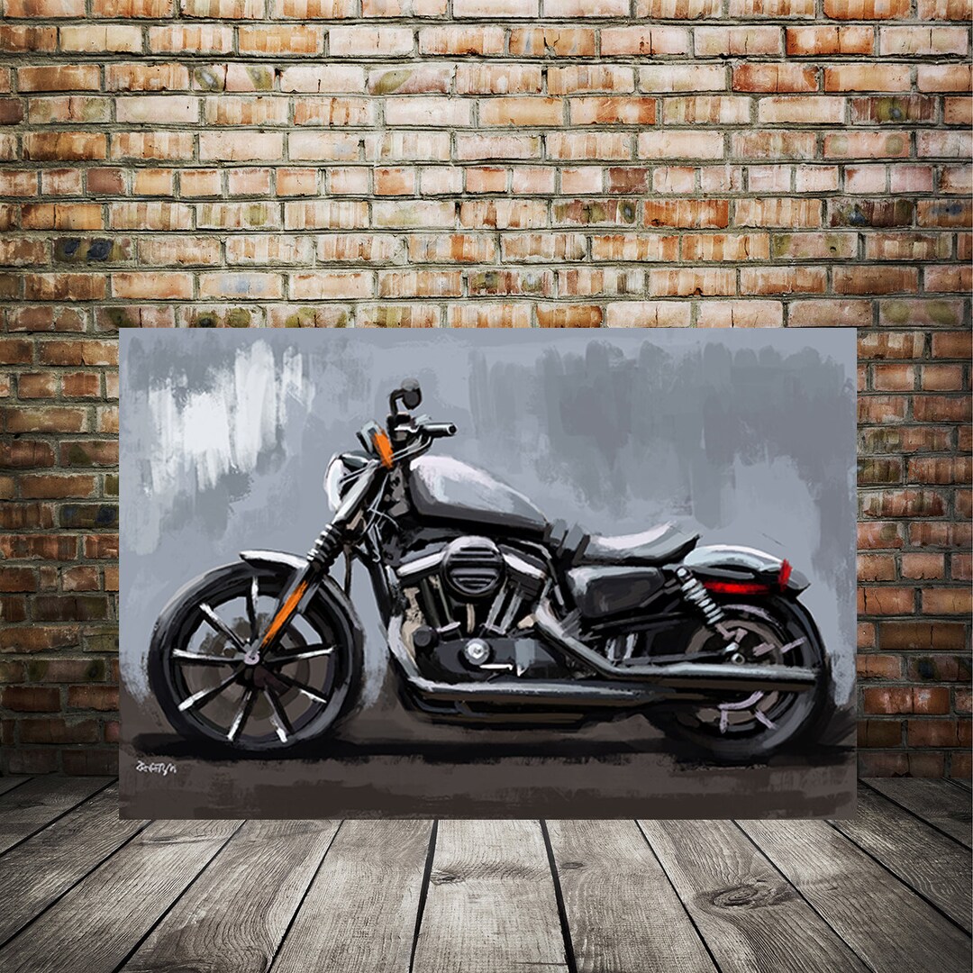 Harley Motorcycle Art, Motorcycle Canvas Print, Bike Enthusiast Art ...