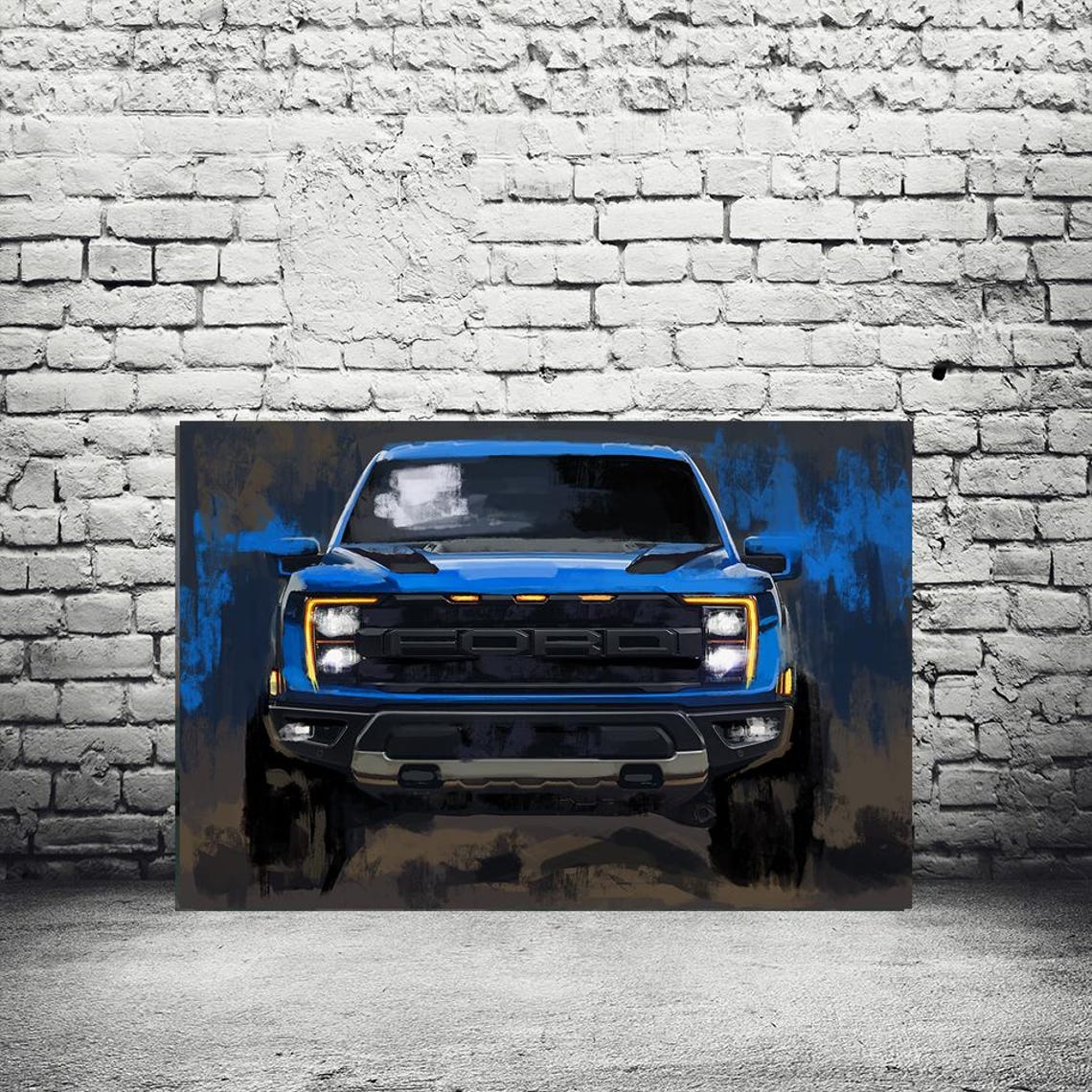 Blue Ford F-150 Raptor Painting | Truck Wall Art Print | Automotive ...