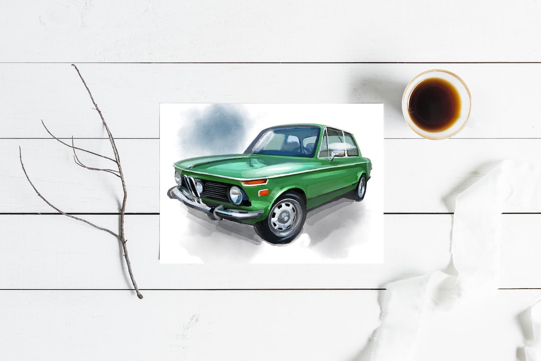 BMW 2002 Birthday Card, Automotive Thank You Card, BMW Art Print ...