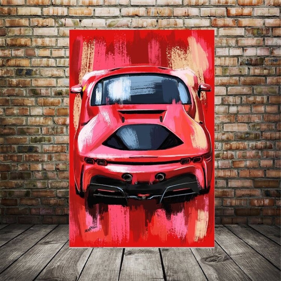Ferrari SF90 Automotive Painting, Race Car Artwork, Car Enthusiast Art ...