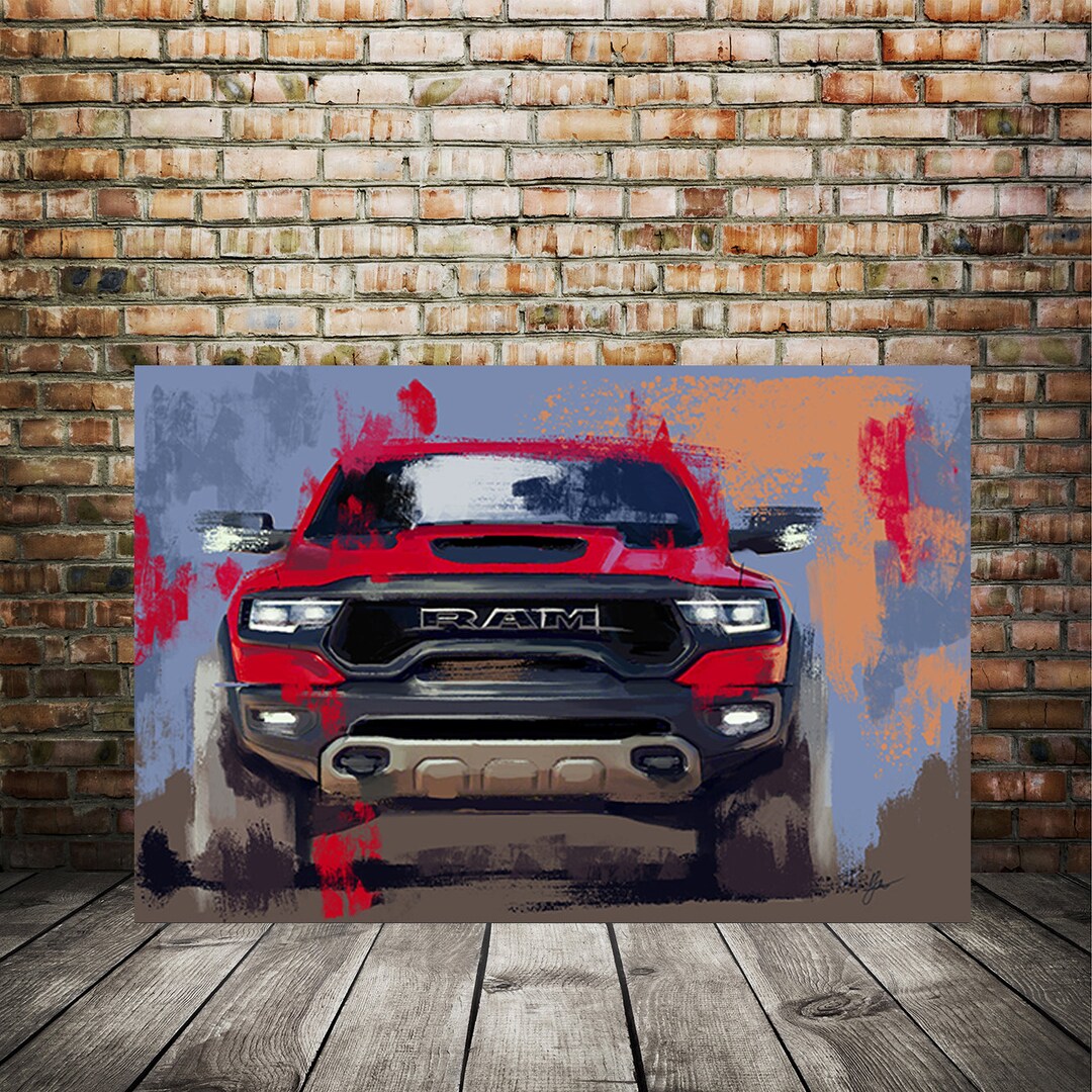 Truck Canvas Painting, RAM Truck Art Print, RAM TRX Automotive Painting ...