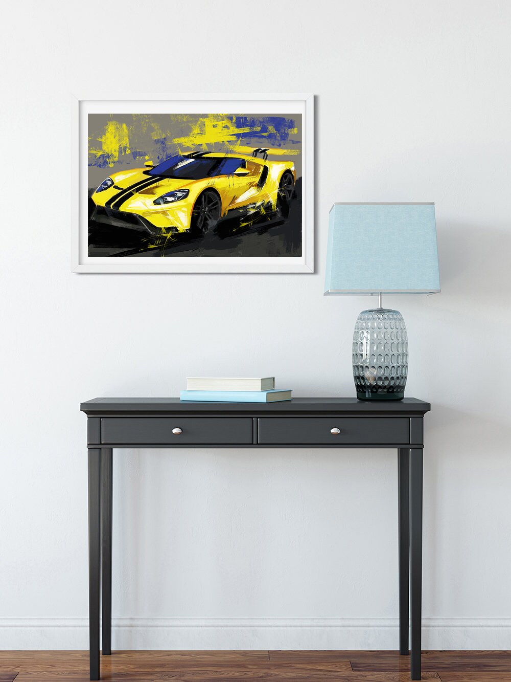 Ford GT40 Yellow Painting | Automotive Art Print & Canvas | GT40 Racing ...