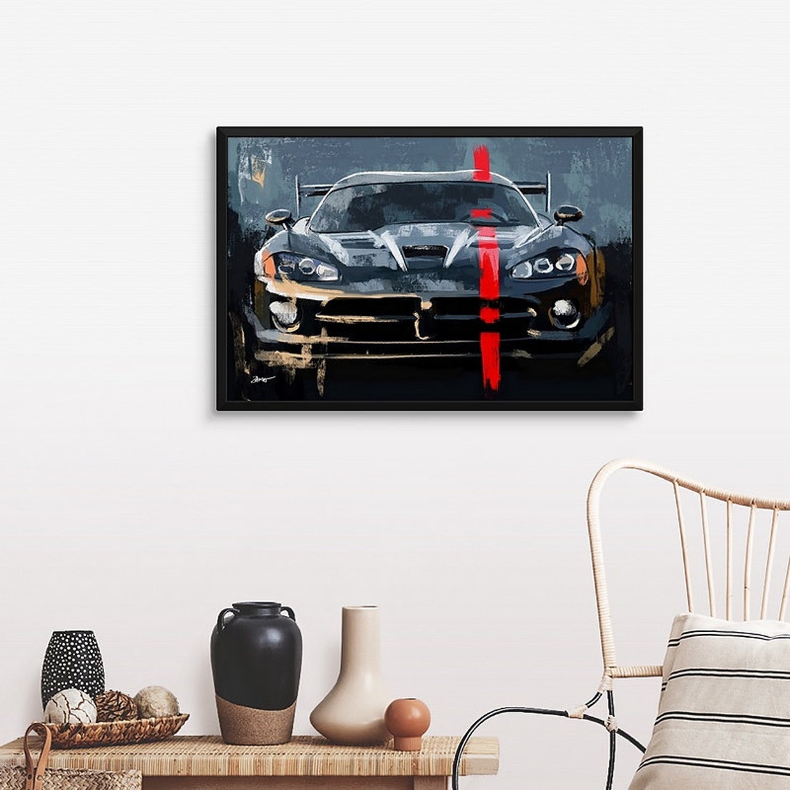 Viper Gen 4 Art Print, Dodge Artwork, Custom Car Painting, Race Car Art ...