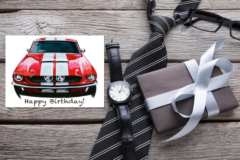 Ford Mustang Birthday Card | Classic Car Greeting Card | Vintage Auto ...