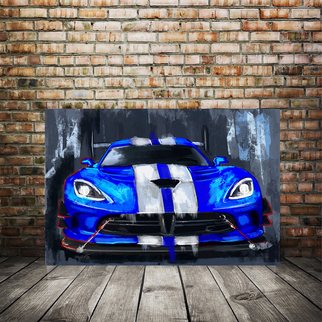 Blue Viper Art Print ACR, Dodge Viper Artwork, Custom Car Painting ...