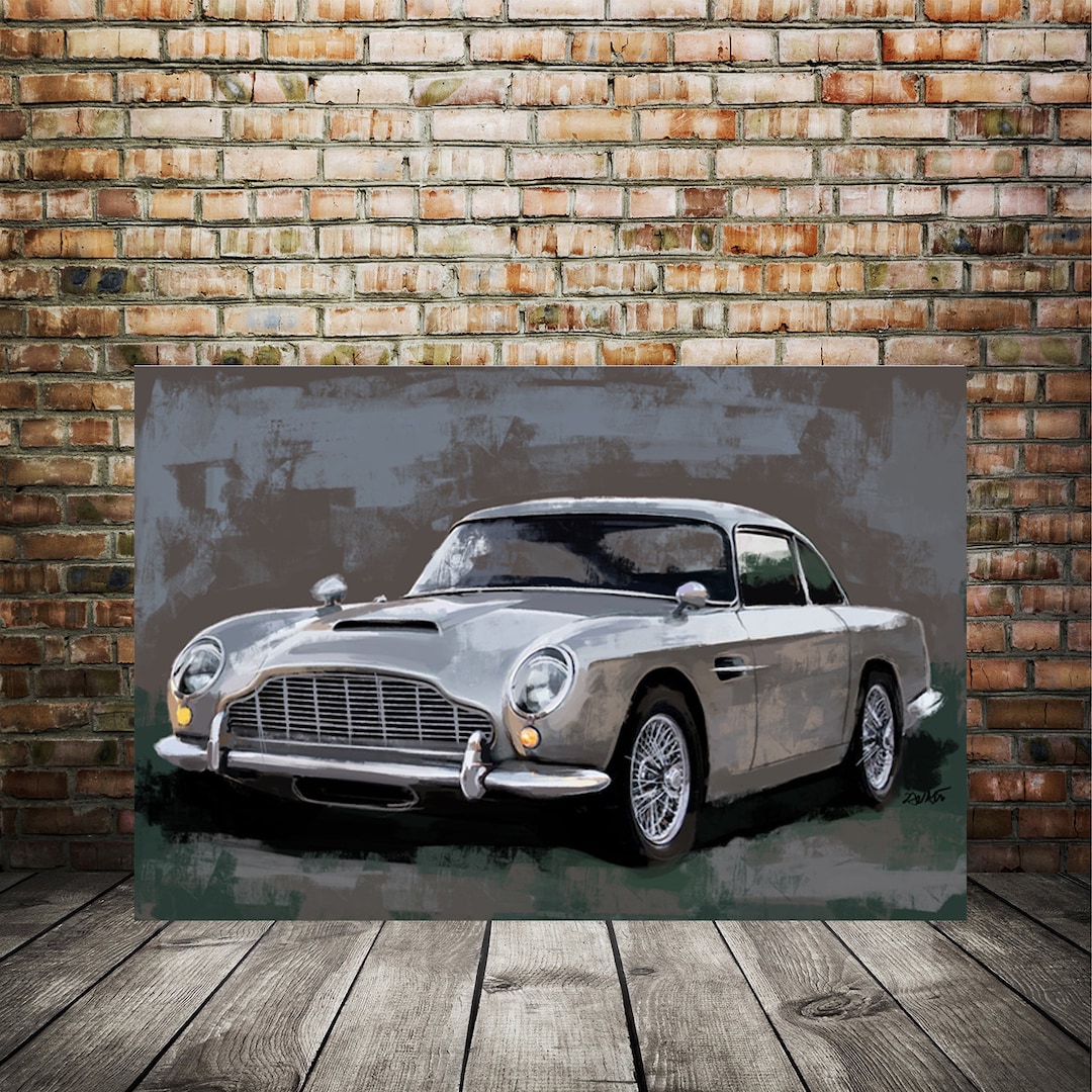 Aston Martin Silver, Automotive Painting, Car Canvas Print, Garage ...