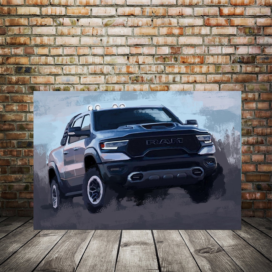Truck Canvas Art, RAM Truck Art Print, RAM TRX Automotive Painting, Man ...