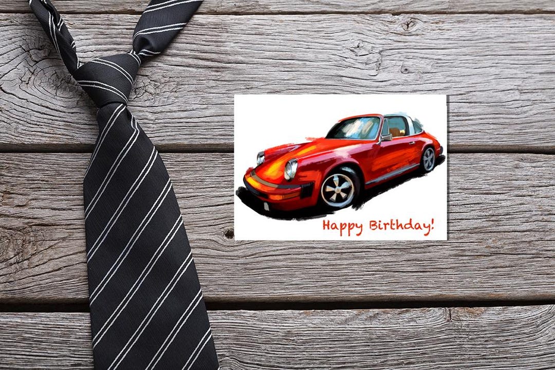 Porsche Custom Birthday Card, Porsche Thank You Card, Porsche Targa Art ...
