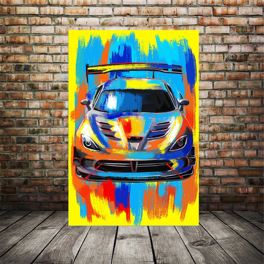 Colorful Viper Art Print, Dodge Artwork, Custom Car Painting, Race Car ...
