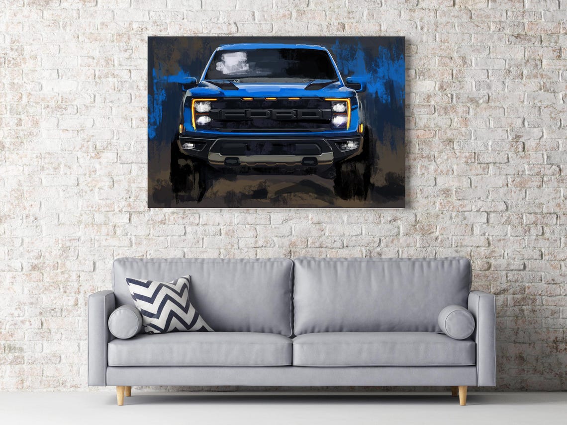 Blue Ford F-150 Raptor Painting | Truck Wall Art Print | Automotive ...