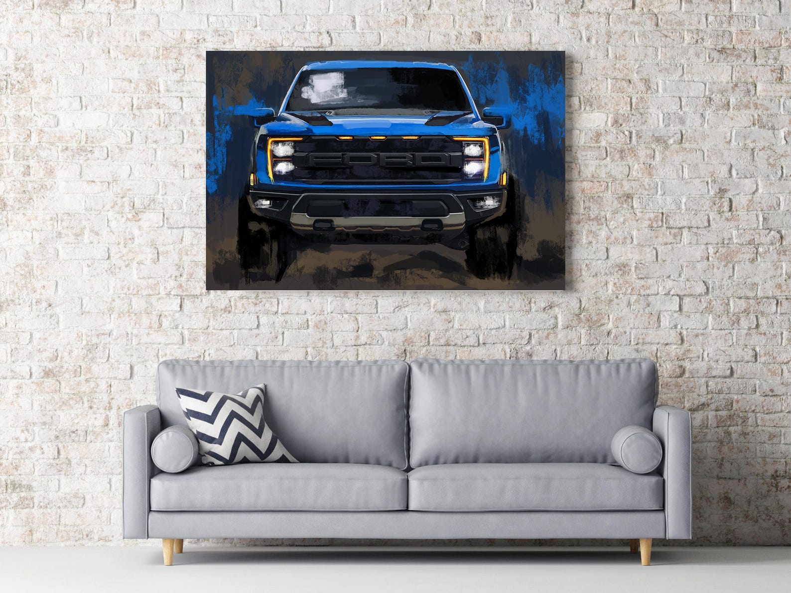Blue Ford F-150 Raptor Painting | Truck Wall Art Print | Automotive ...