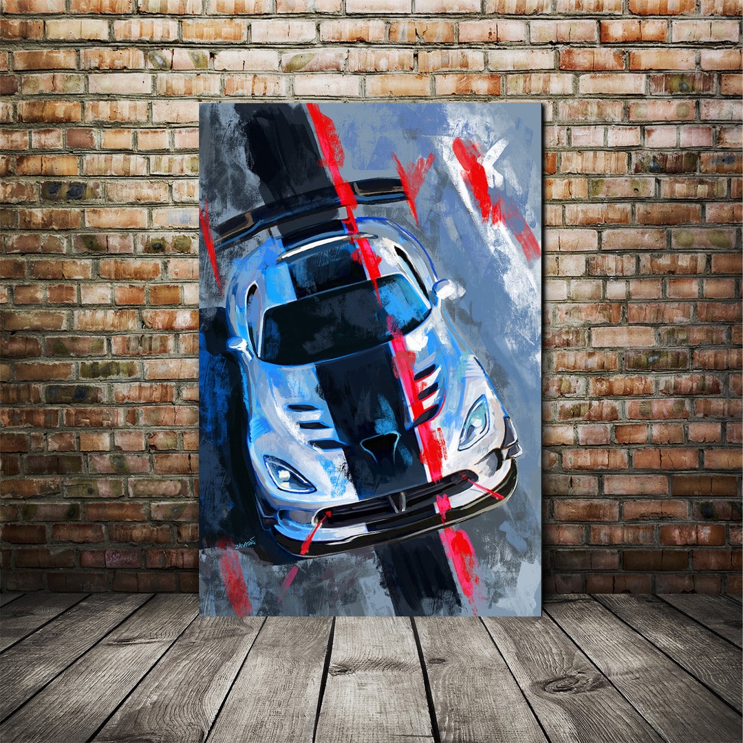 Viper Art Print, Dodge Artwork, Dodge Viper Canvas Art, Automotive ...