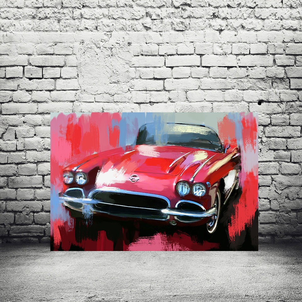 Corvette C1 Art Print, Car Enthusiast Art, Race Car Art, Man Cave ...