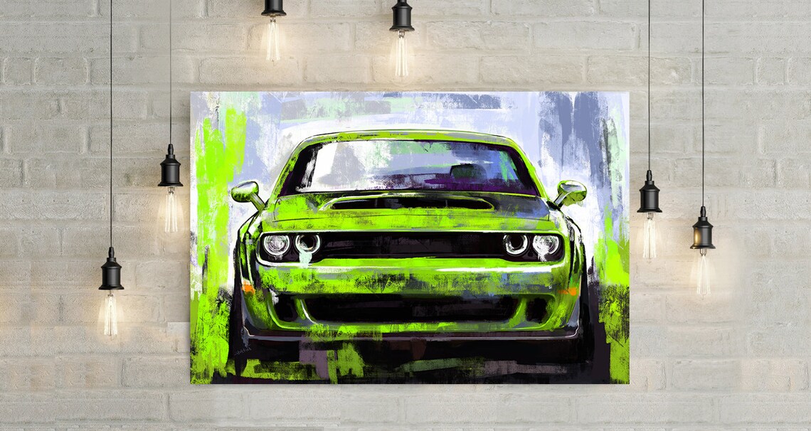 Challenger Art Print, Dodge Artwork, Car Enthusiast Art, Race Car Art ...