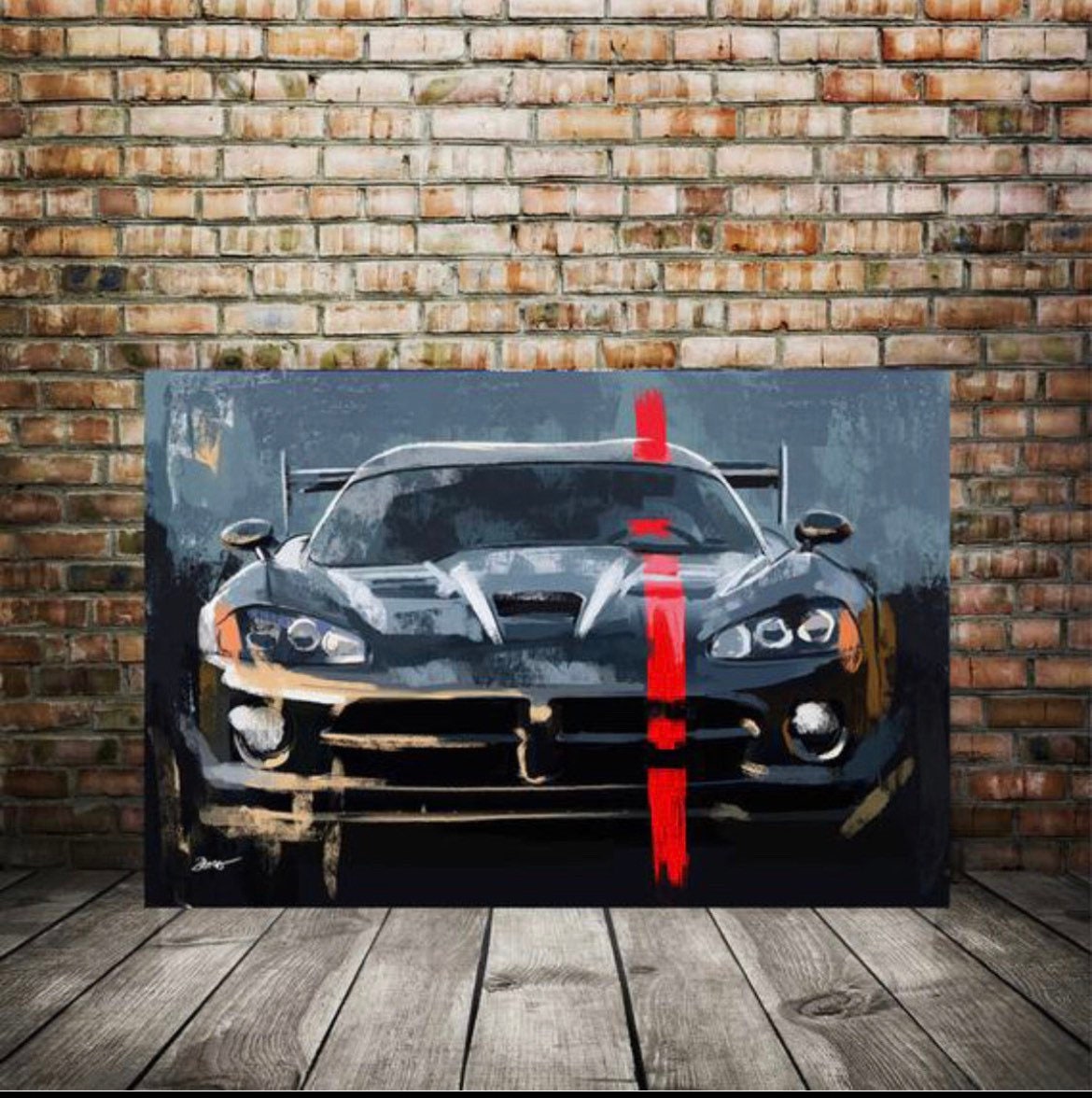 Viper Gen 4 Art Print, Dodge Artwork, Custom Car Painting, Race Car Art ...
