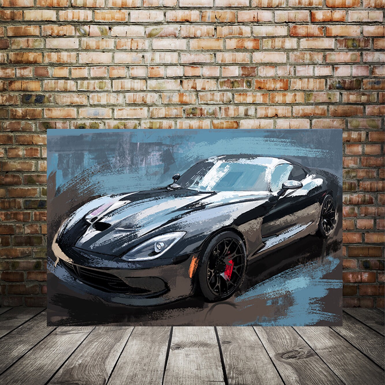Viper Art Print, Dodge Artwork, Custom Car Painting, Race Car Art, Man ...