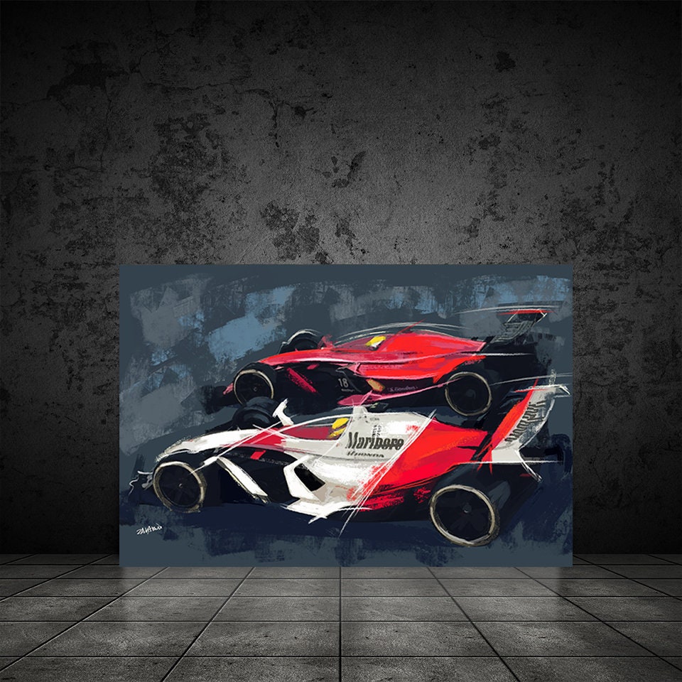 Automotive Painting, F1 Alfa Romeo Ferrari Art Print, Automotive Art ...
