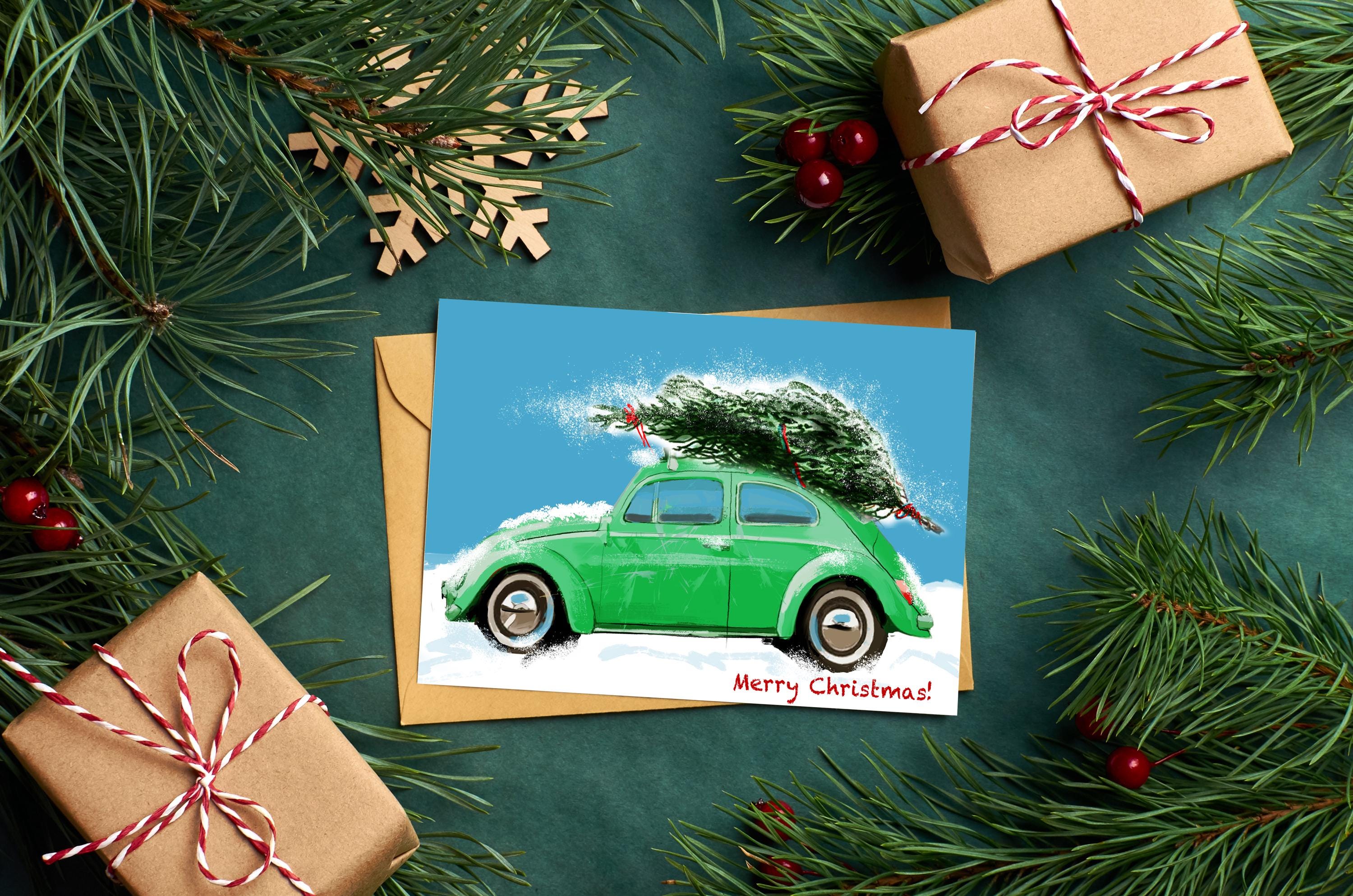 Car Christmas Cards, Automotive Cards, Vw Bug Christmas Cards, Card ...
