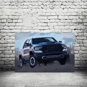 Truck Canvas Art, RAM Truck Art Print, RAM TRX Automotive Painting, Man ...
