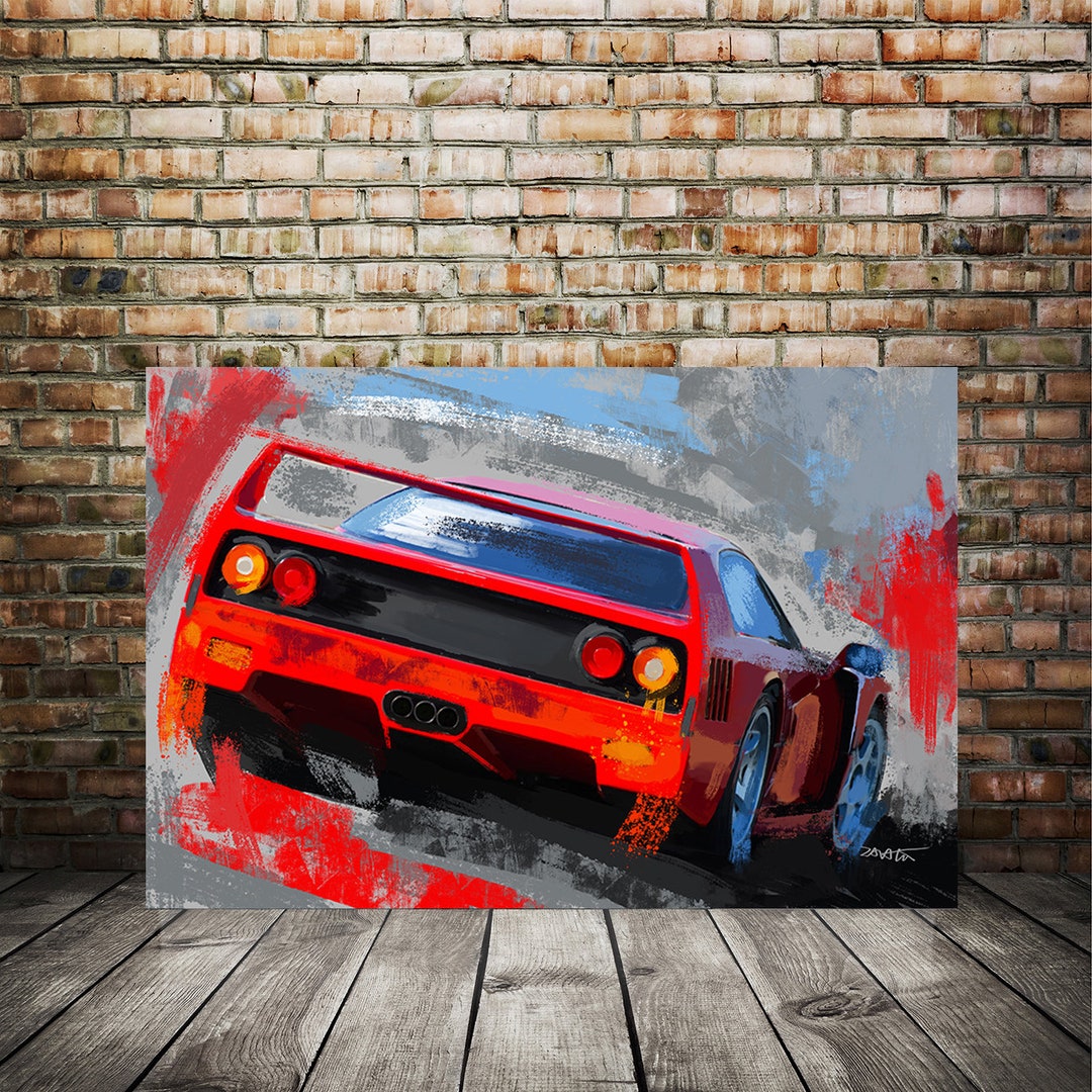 Ferrari F40 Automotive Painting, Race Car Artwork, Car Enthusiast Art ...