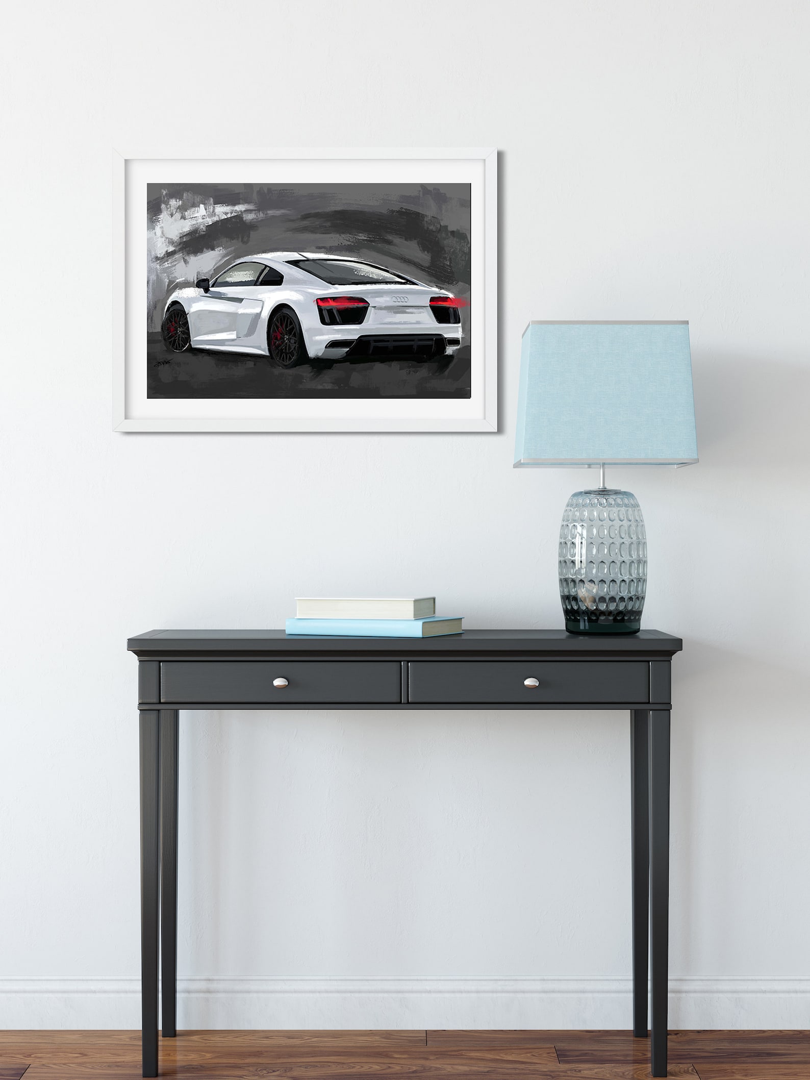 Audi R8 Automotive Art, Audi Car Painting, Car Enthusiast Art, Race Car ...