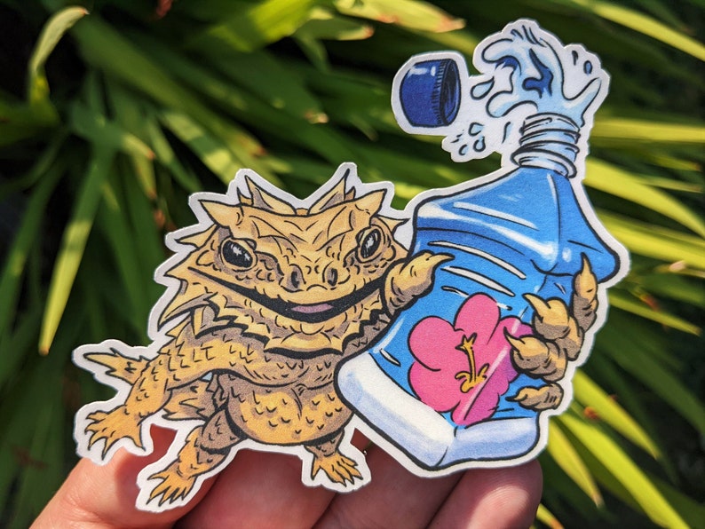 Horny Toad With Fiji Water Sticker - Etsy