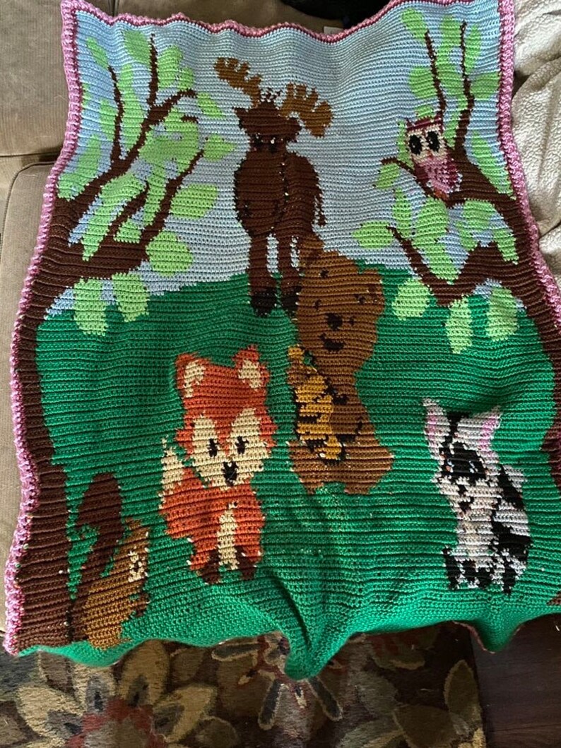 Handmade Custom Crochet Woodland Baby Graphghan Blanket - Etsy