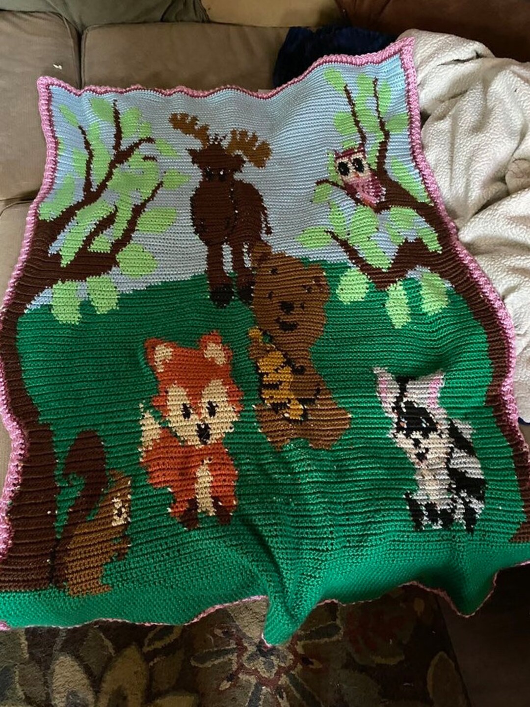 Handmade Custom Crochet Woodland Baby Graphghan Blanket - Etsy