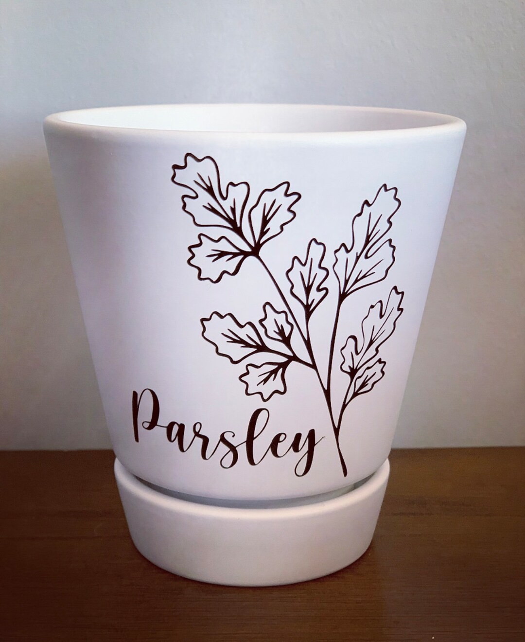 Parsley Planter - Cute Gift, Planter W/ Saucer (white), Herbs, Spices ...