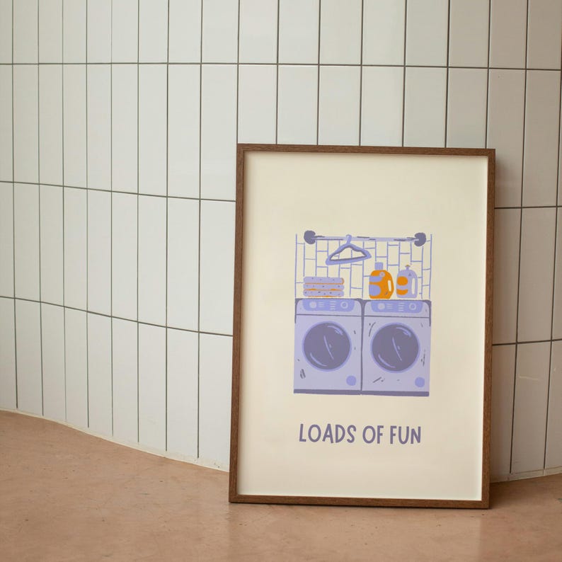 Loads of Fun Print Funny Laundry Sign Laundry Room Decor Laundromat ...