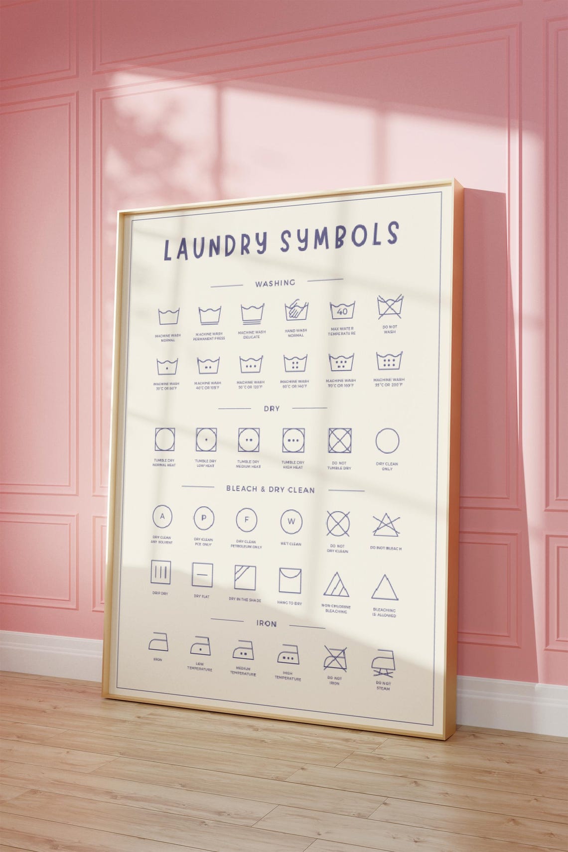 Laundry Sign Symbols Laundry Room Decor Laundromat Poster Cute Art ...