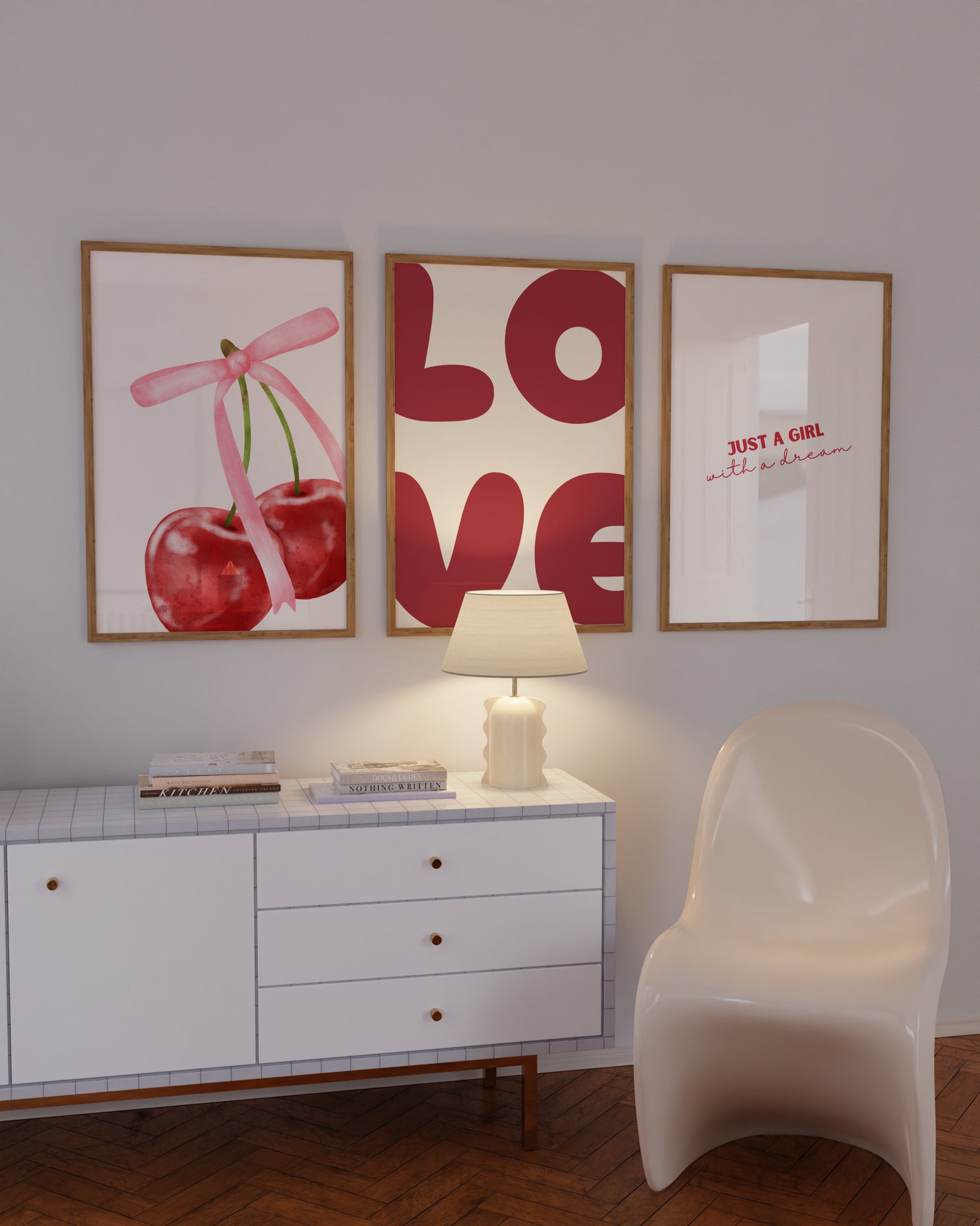 Red Cherry Bow Poster: Coquette Dorm Wall Art (digital Download) - Etsy